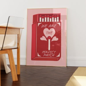Perfect Match Prints Red Matchbox Valentines Day Decor Cute Valentines ...