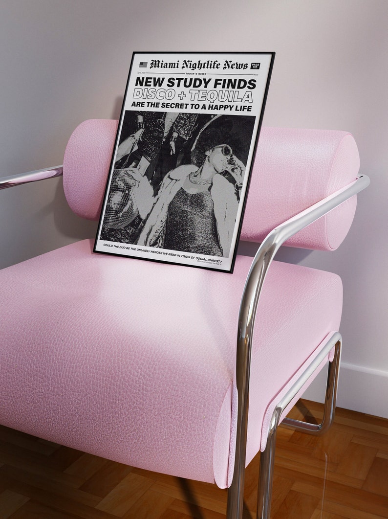 Disco & Tequila Retro Vintage Miami Newspaper Print Bar Cart - Etsy
