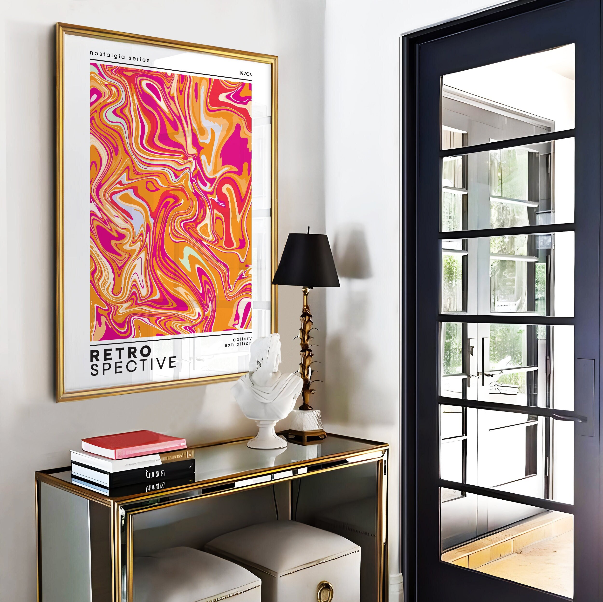 70s Orange Pink Retro Funky Vintage Psychedelic Nostalgic - Etsy