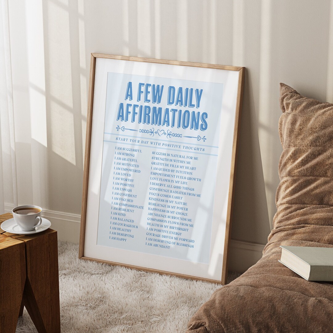 Daily Affirmations Blue Wall Art Prints Coastal Cowgirl Preppy Dorm ...