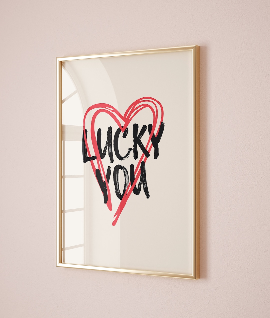 Lucky Girl Syndrome Aesthetic Wall Art, Lucky You Red Heart Print ...