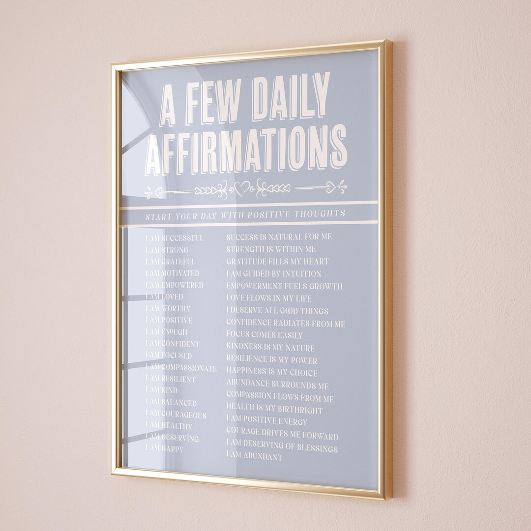 Daily Affirmations Blue Wall Art Prints, Coastal Cowgirl Preppy Dorm ...