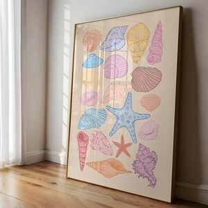 Seashell Art Prints, Trendy Coastal Wall Art, Girly Coastal Decor, Cute ...