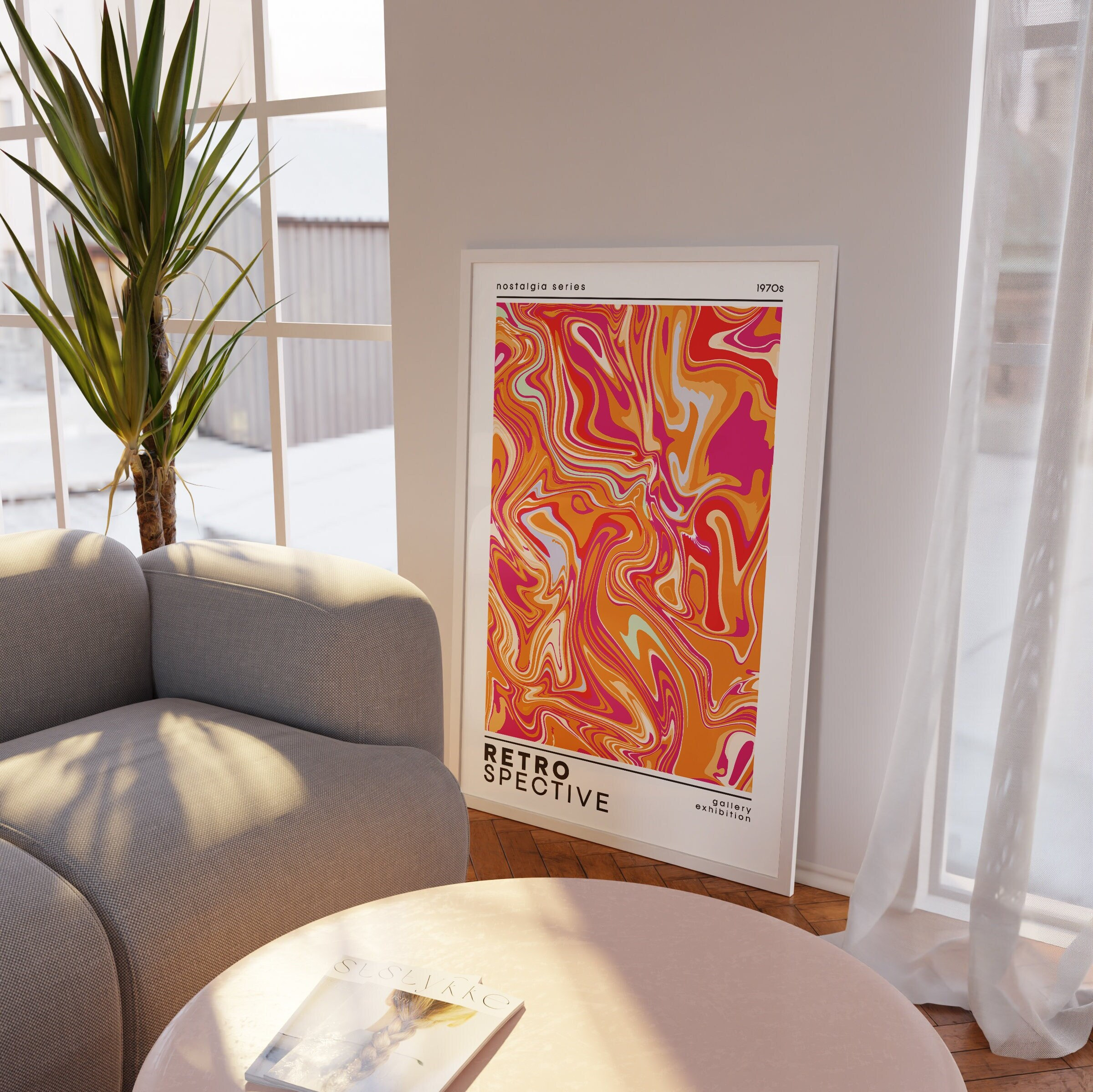 70s Orange Pink Retro Funky Vintage Psychedelic Nostalgic - Etsy