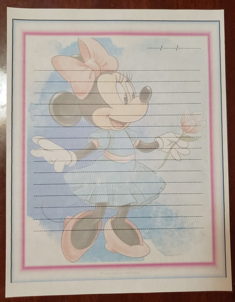 Mickey Minnie Mouse Lined Stationary Paper 25 Sheets - Etsy