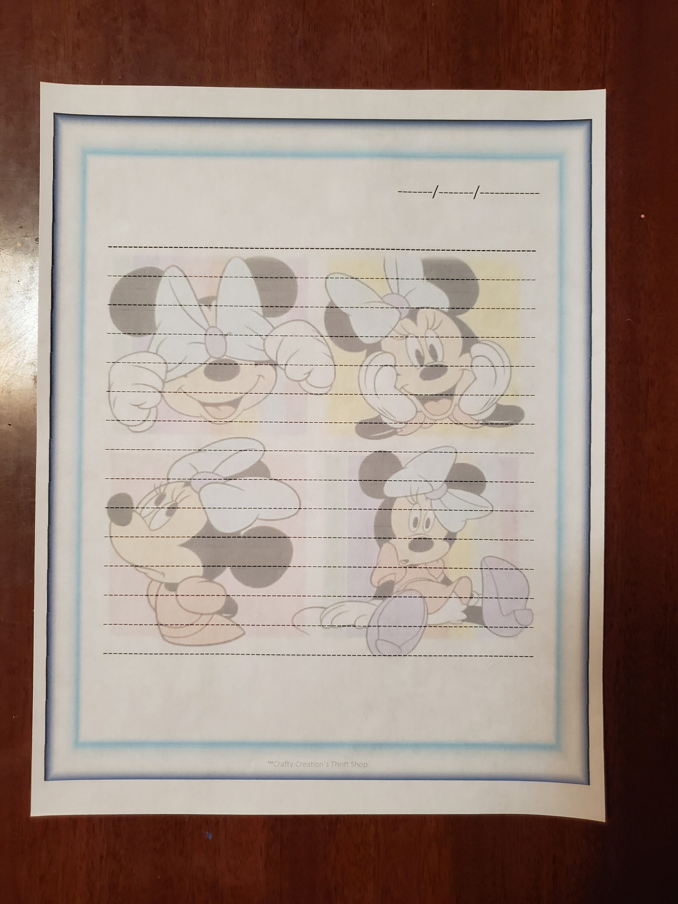 Mickey Minnie Mouse Lined Stationary Paper 25 Sheets - Etsy