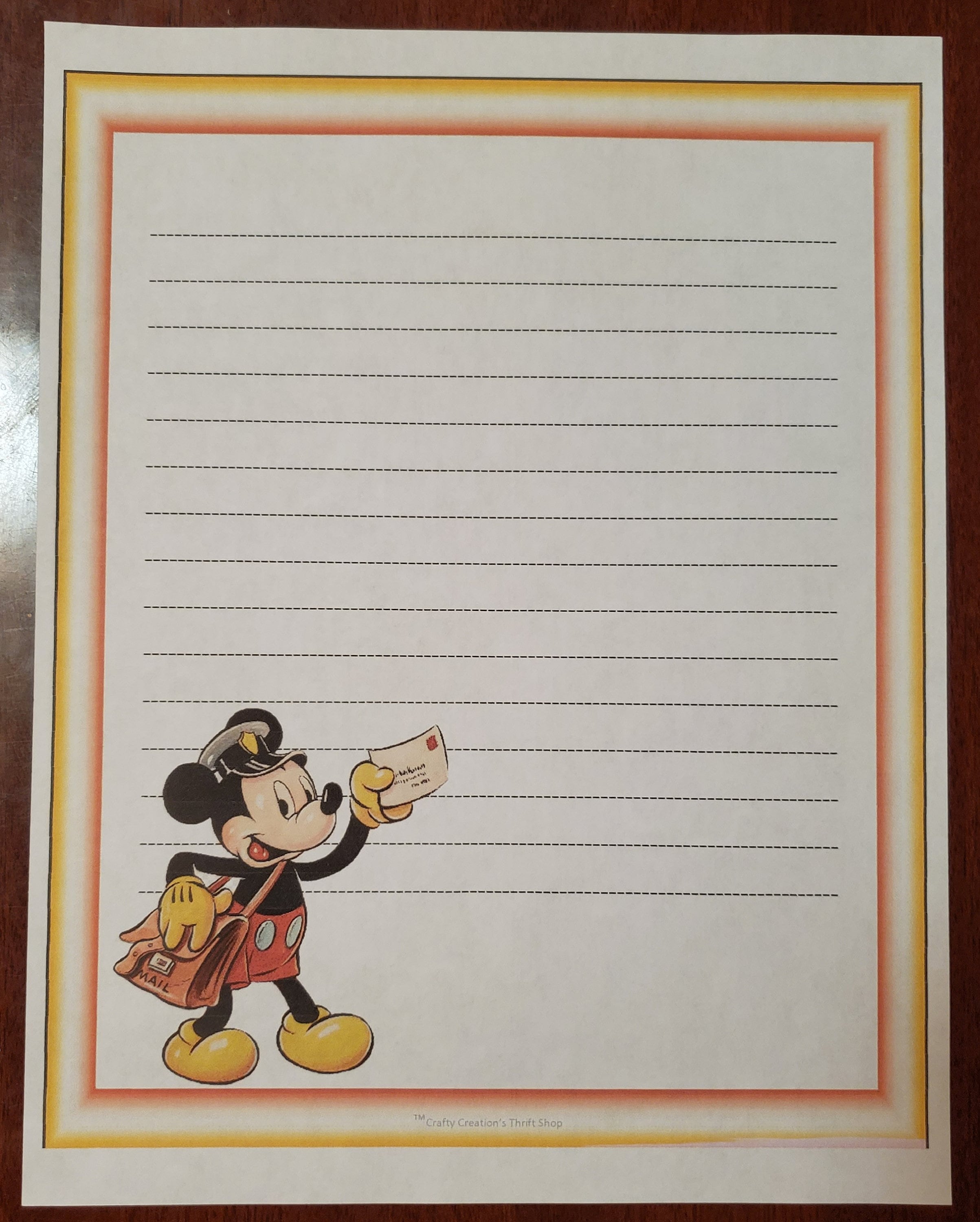 Mickey Minnie Mouse Lined Stationary Paper 25 Sheets - Etsy