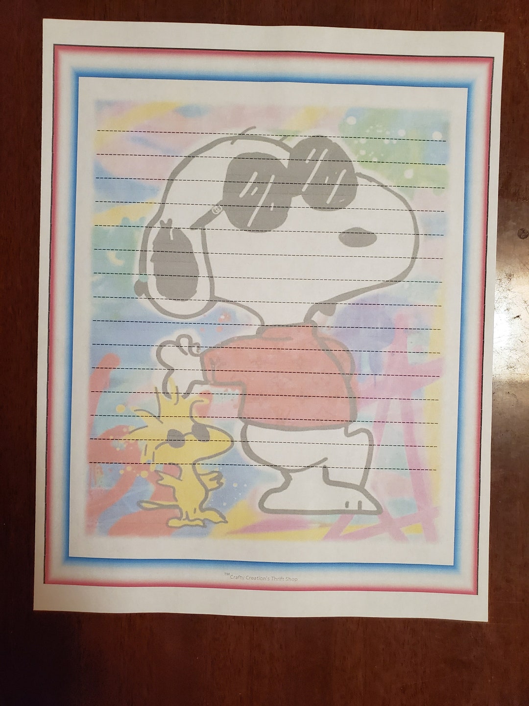 Snoopy Lined Stationary Paper 25 Sheets - Etsy