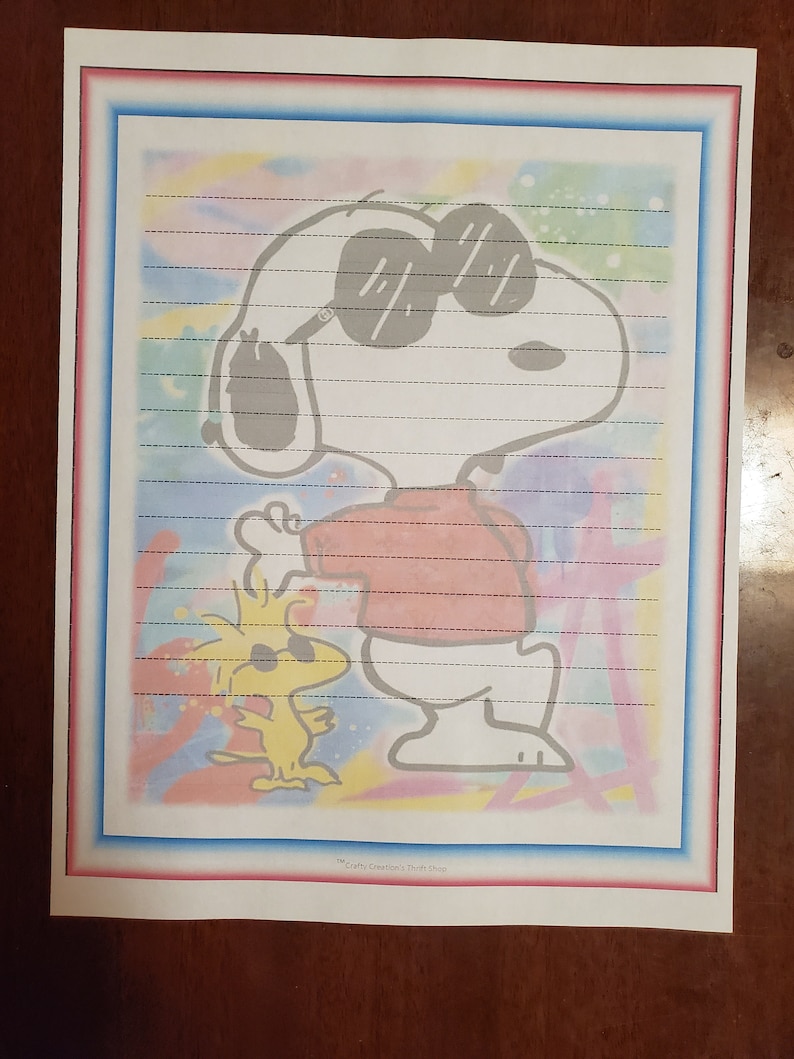 Snoopy Lined Stationary Paper 25 Sheets - Etsy