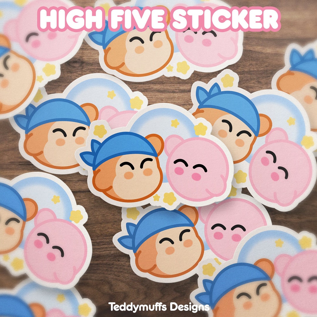 Kirby & Waddle Dee High Five Sticker Vinyl Sticker Poyo Video Game - Etsy