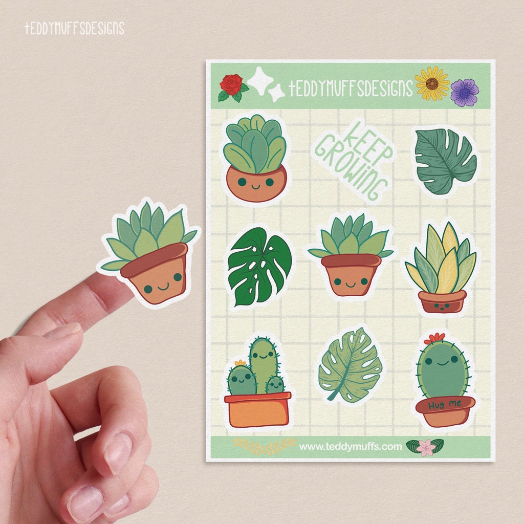 Succulents Sticker Sheets Vinyl Stickers Gift Journaling Stationery - Etsy