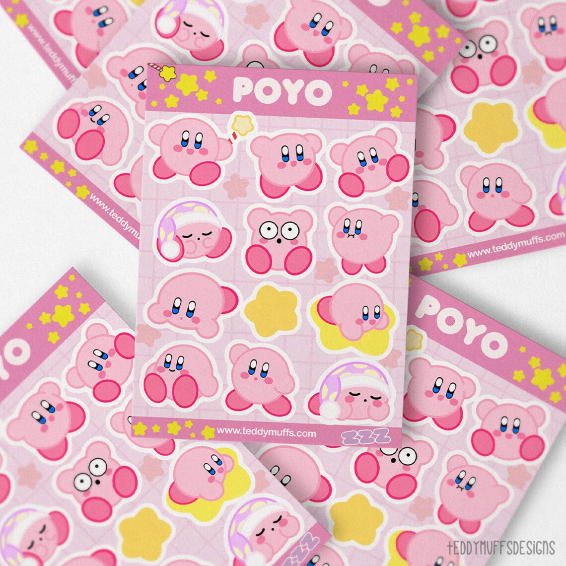 Kirby Sticker Sheets Poyo Vinyl Stickers Gift Journaling Stationery - Etsy