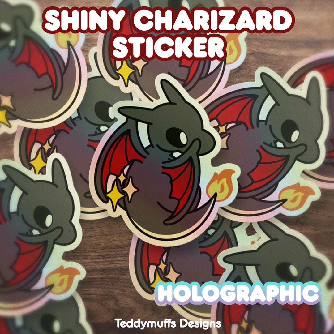 Shiny Charzard Sticker | Holographic | Vinyl Sticker | Video Game ...