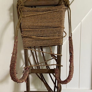Antique Japanese Wood and Rope Backpack - Etsy