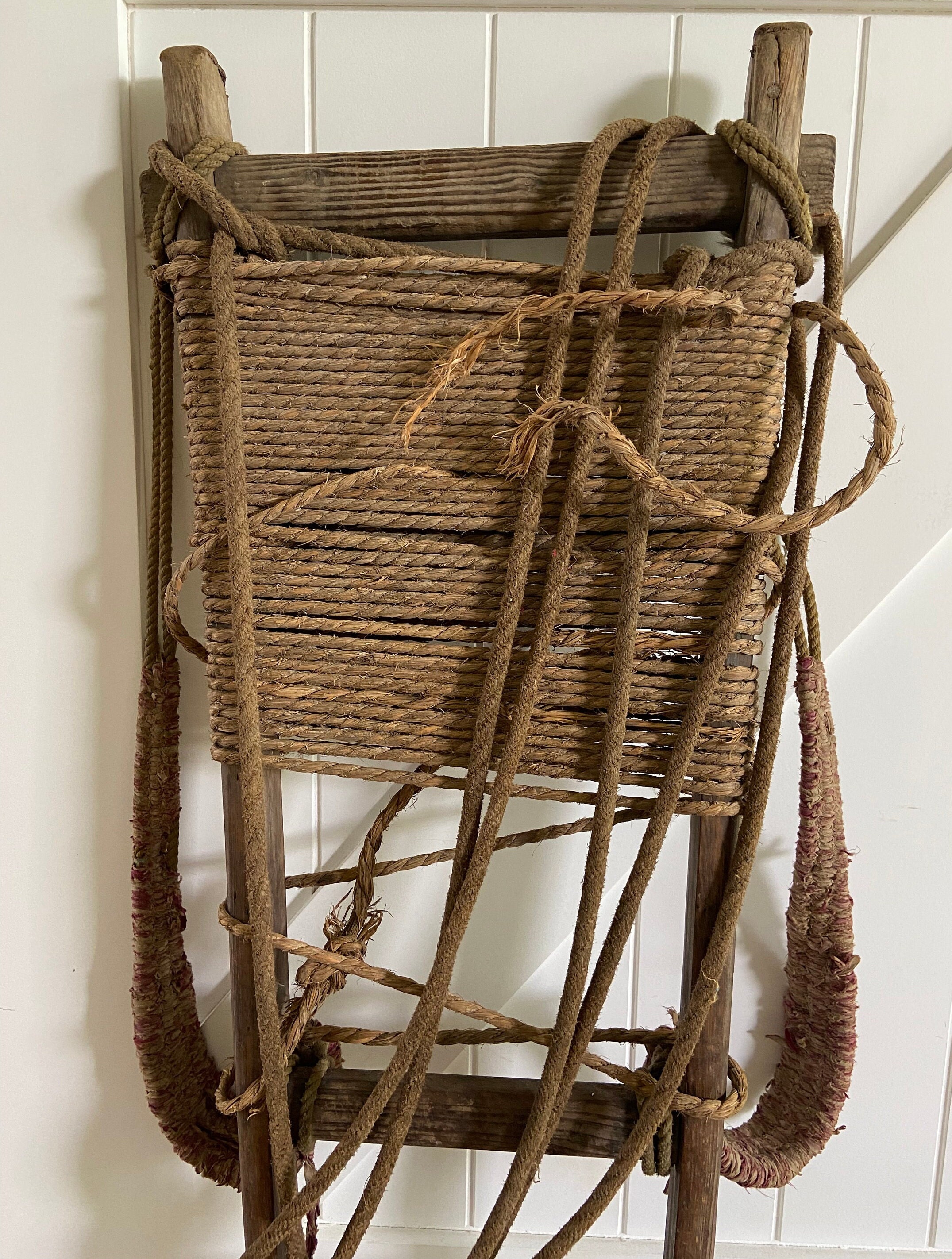 Antique Japanese Wood and Rope Backpack - Etsy