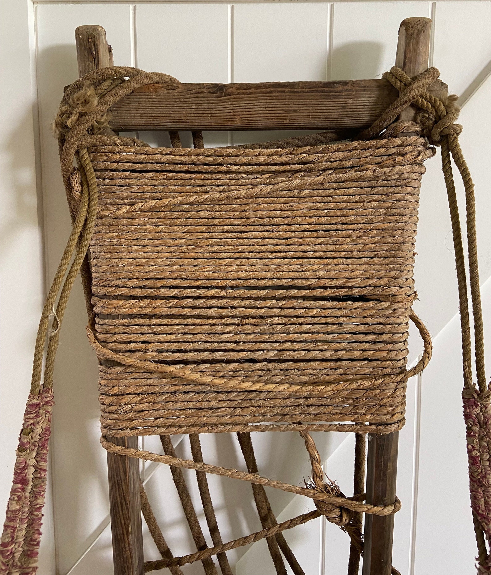 Antique Japanese Wood and Rope Backpack - Etsy