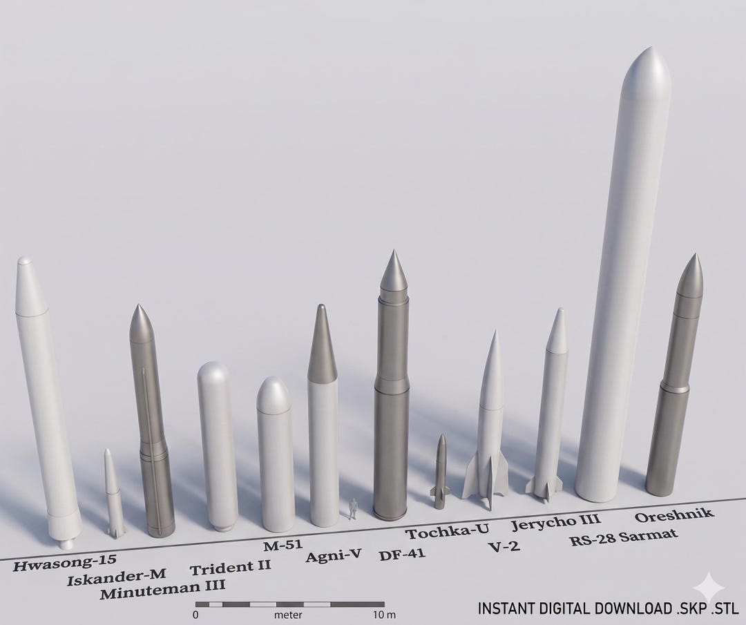 12 Ballistic Missile 3D Models, ICBM IRBM Set, Satan 2 Oreshnik ...