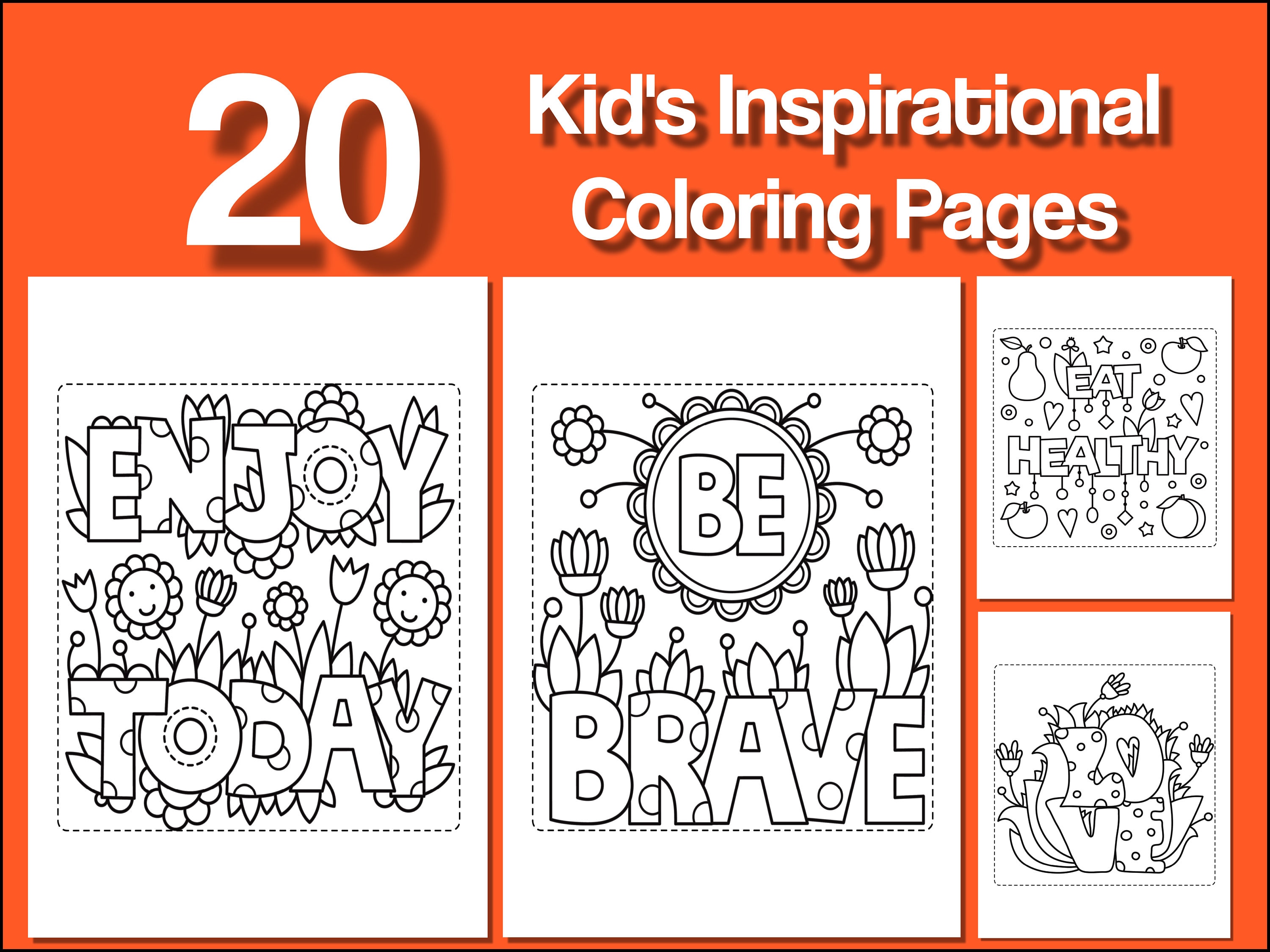 20 Kid's Inspirational Quotes Coloring Pages - Etsy