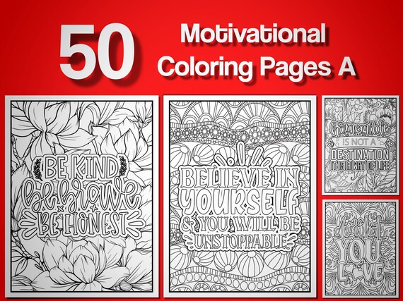 50 Coloring Pages With Motivational Quotes Part A | Etsy