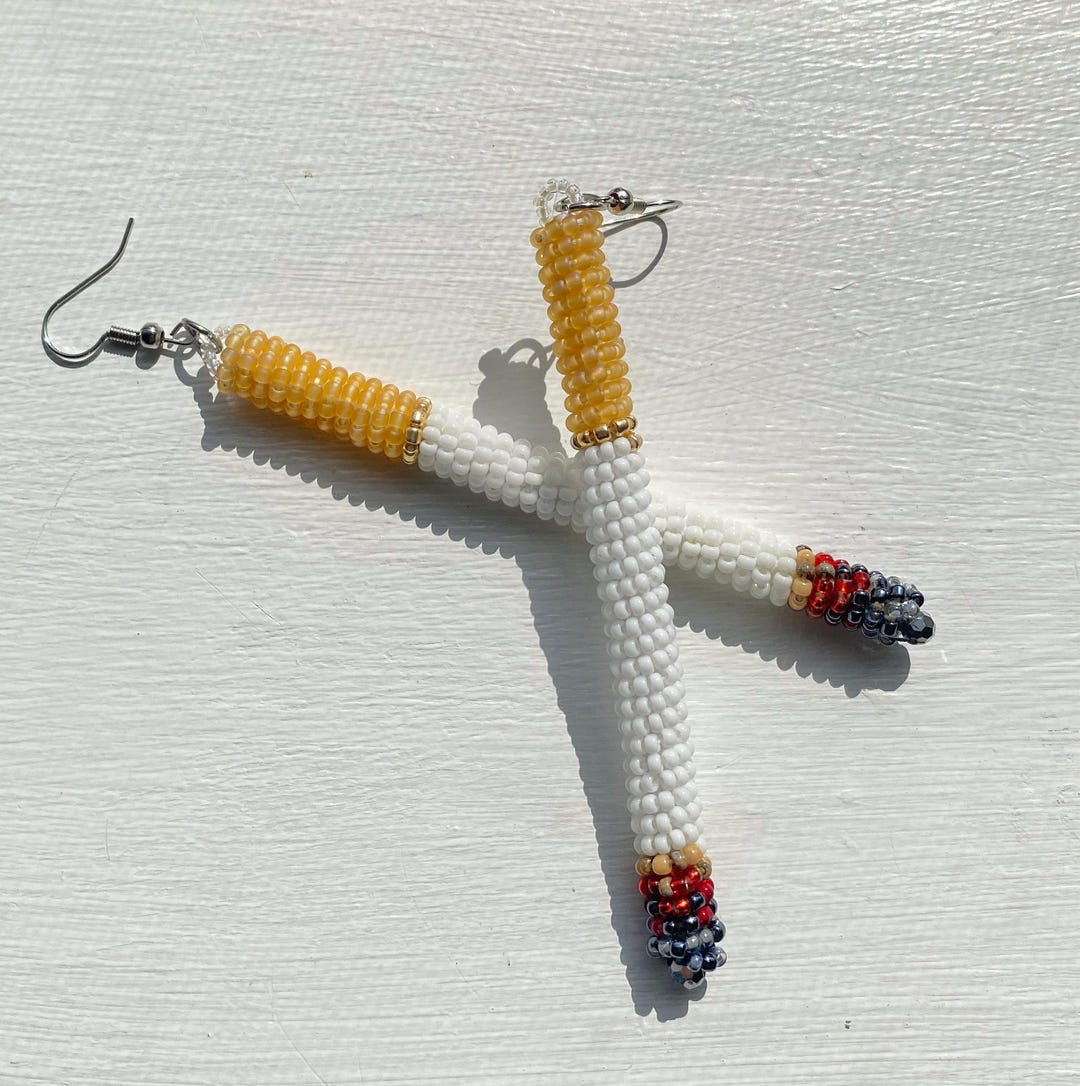 Beaded Cigarette Earrings Native American - Etsy