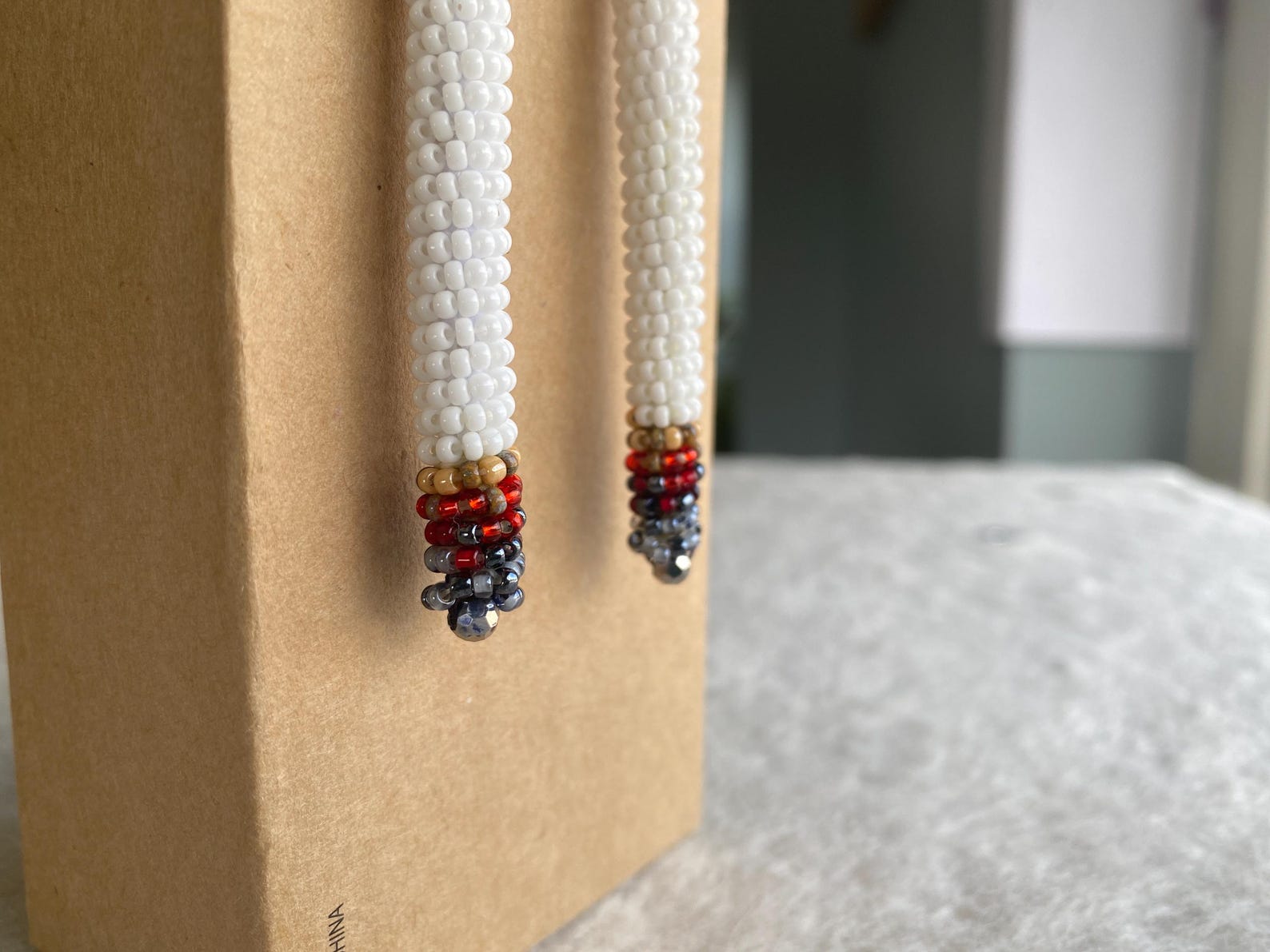 Beaded Cigarette Statement Earrings - Etsy
