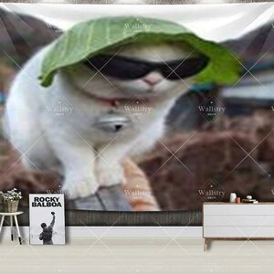 Cat Meme Tapestry Hippie, Wall Hanging, Gimic, Joke, Birthday Present ...