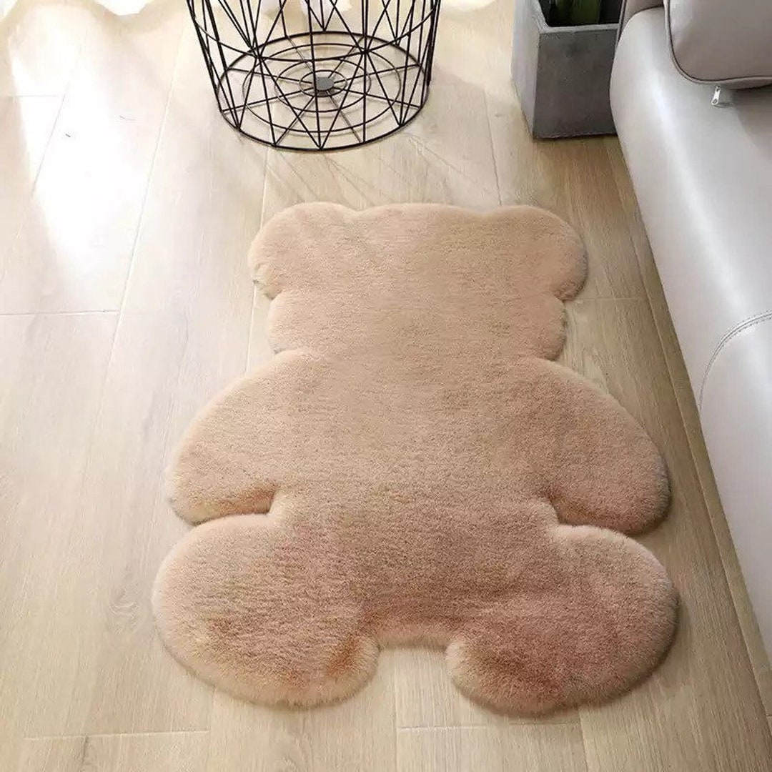 Cute Teddy Bear Rug Cartoon Soft Fluffy Carpet for Bedroom Non-slip ...