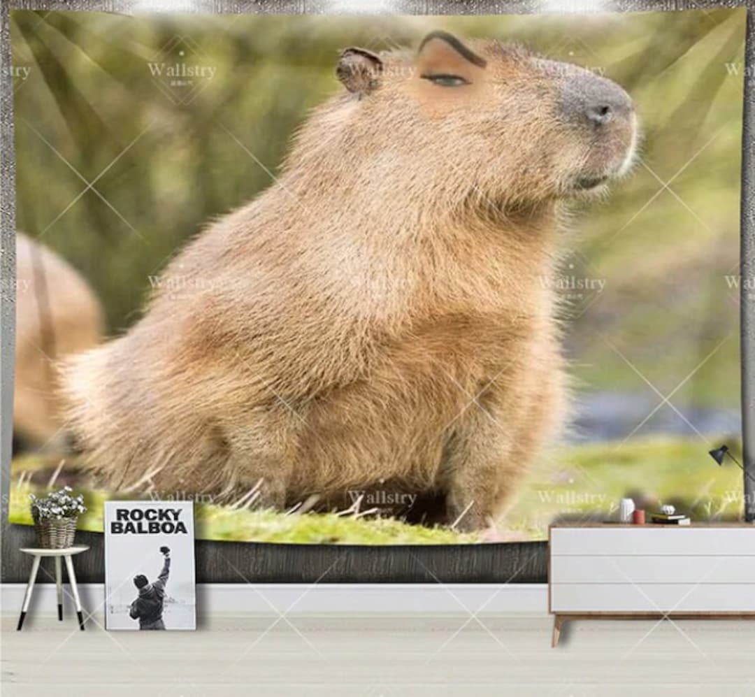 Capybara Meme Tapestry Hippie, Wall Hanging, Gimic, Joke, Birthday ...