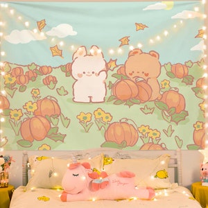 Bunny Kawaii Tapestry Cute Cartoon Little Rabbit Wall Hanging Room Dorm ...