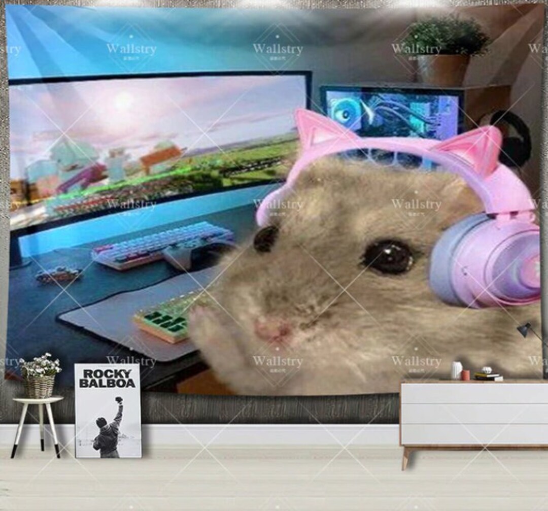 Hamster Meme Tapestry Hippie, Wall Hanging, Gimic, Joke, Birthday ...