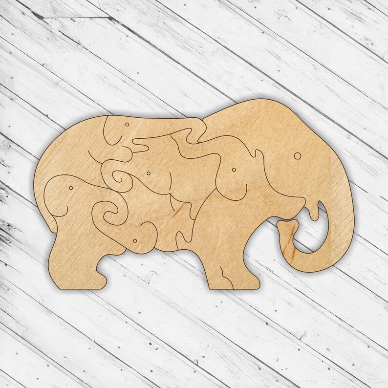 Wooden Elephant Puzzle Jigsaw Glowforge Svg Laser Cut Dxf Xtool D1 CNC ...