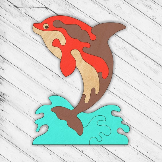 Wooden Dolphin Puzzle Jigsaw Glowforge Svg Laser Cut Dxf Xtool - Etsy