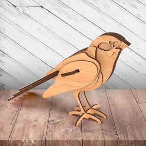 Wooden Sparrow Puzzle 3D Toy Glowforge Svg Laser Cut Dxf Xtool D1 CNC ...