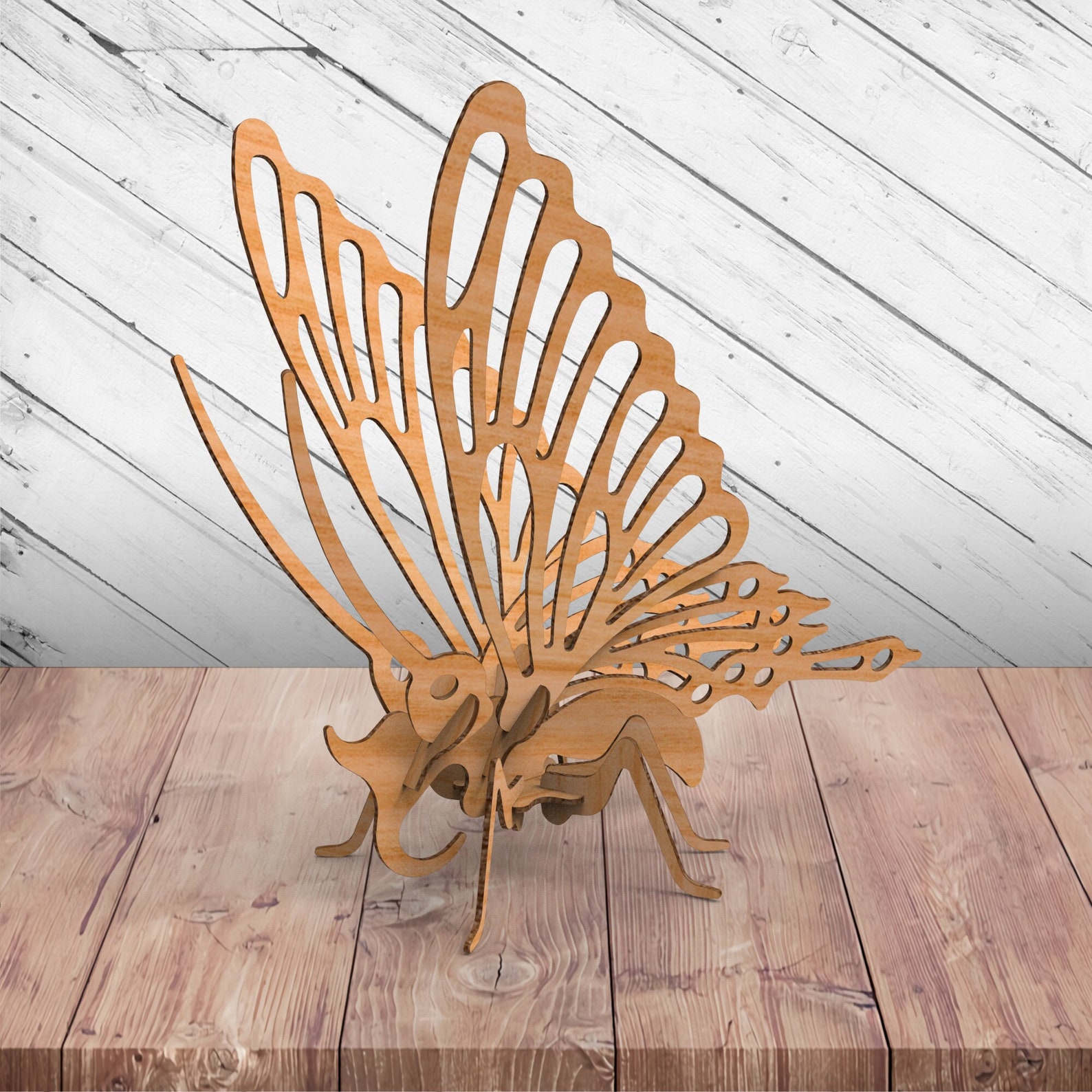 Wooden Butterfly Puzzle 3D Toy Glowforge Svg Laser Cut Dxf Xtool D1 CNC ...