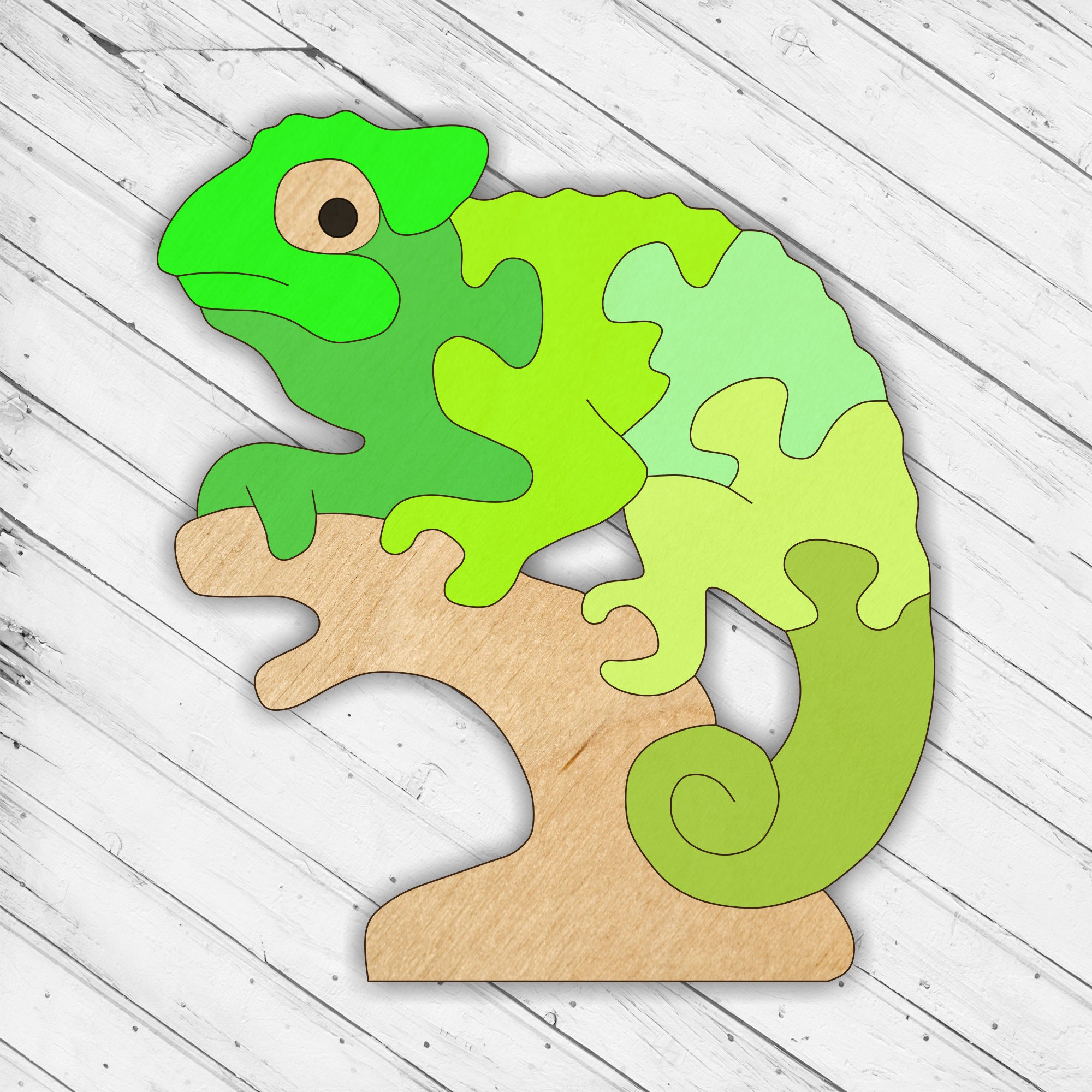 Wooden Chameleon Puzzle Jigsaw Glowforge Svg Laser Cut Dxf Xtool D1 CNC ...