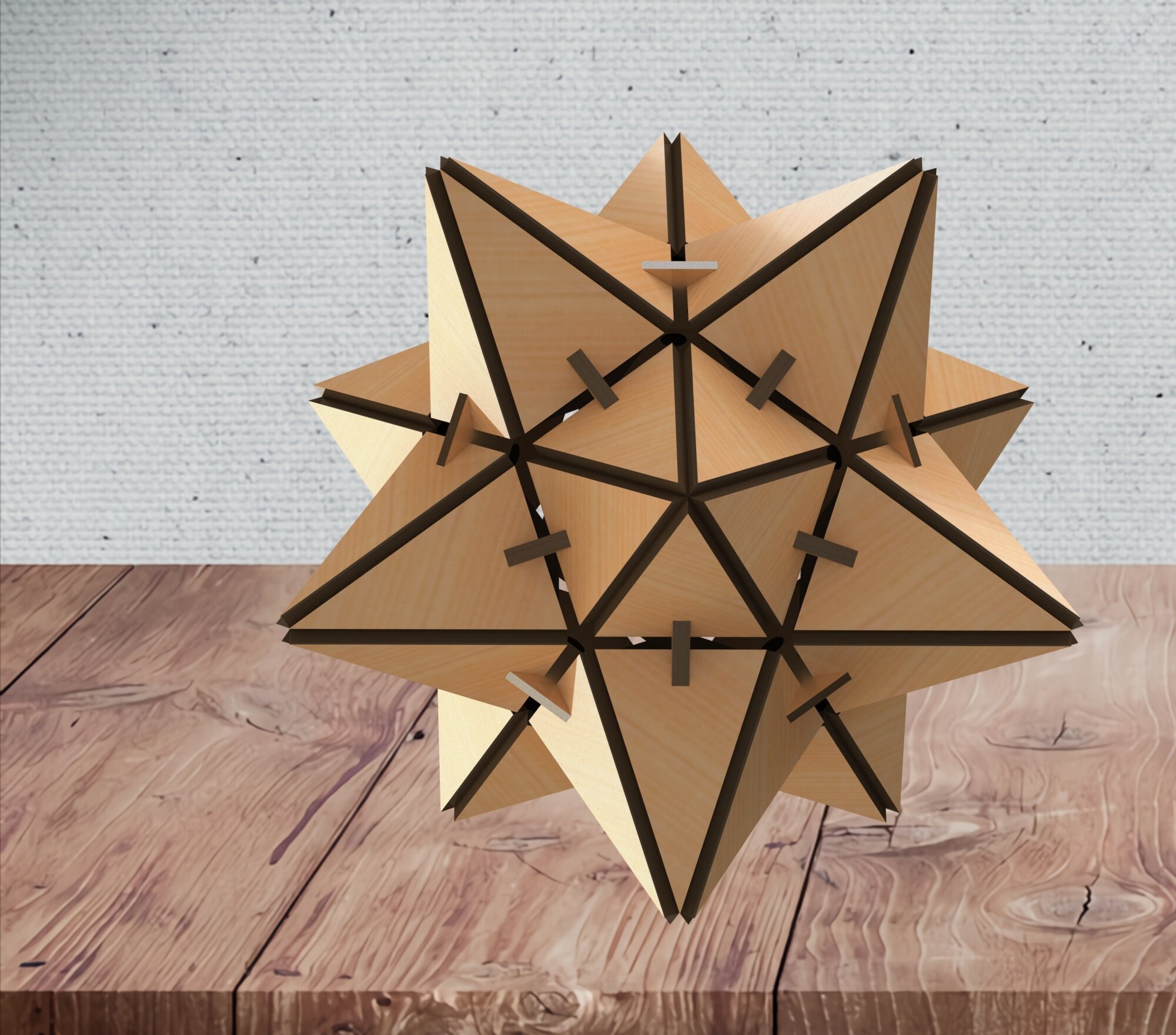 Wooden Stellated Dodecahedron Puzzle 3D Toy Glowforge Svg Laser Cut Dxf ...