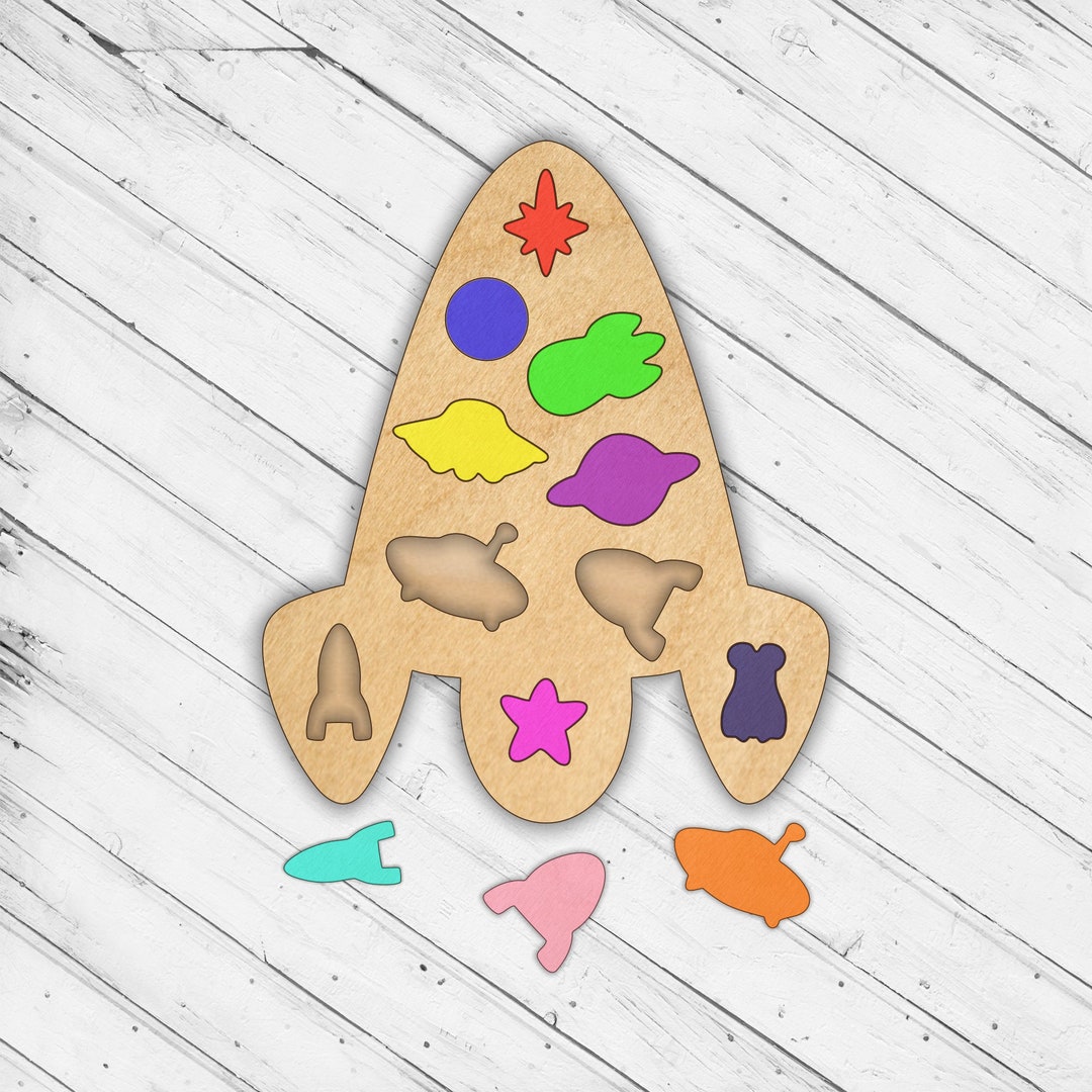 Wooden Rocket Educational Toy Jigsaw Laser Cut Dxf Glowforge Svg CNC ...