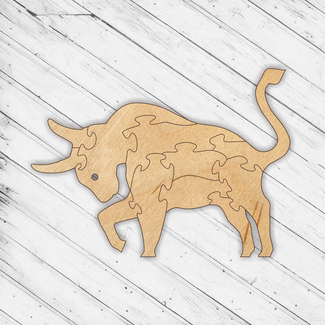 Wooden Bull Puzzle Jigsaw Glowforge Svg Laser Cut Dxf Xtool D1 CNC ...