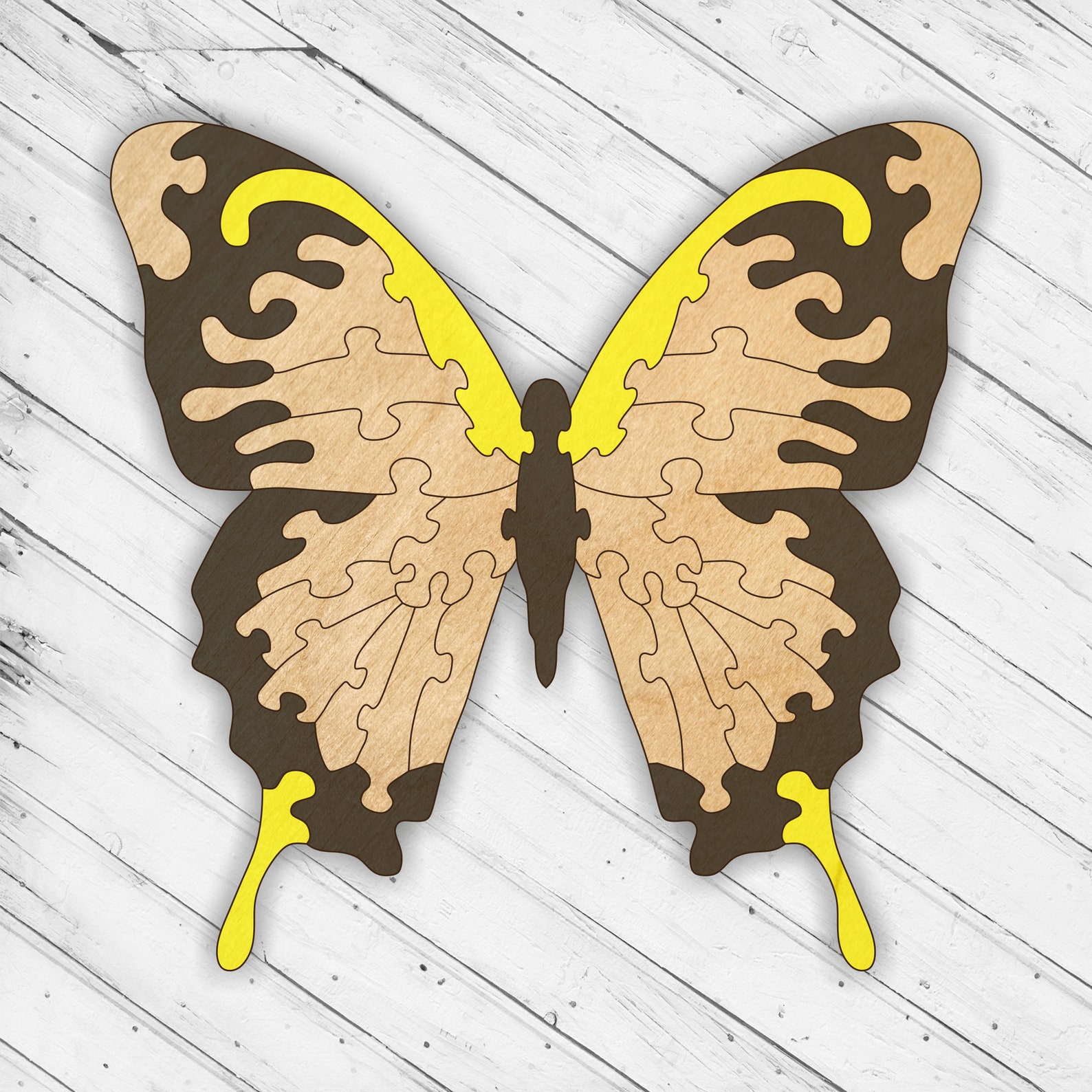 Wooden Butterfly Puzzle Jigsaw Glowforge Svg Laser Cut Dxf Xtool D1 CNC ...