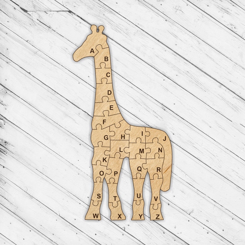 Wooden Giraffe Puzzle Jigsaw Glowforge Svg Laser Cut Dxf Xtool D1 CNC ...