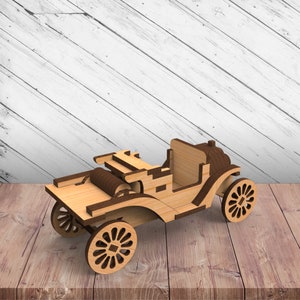 Wooden Ford T Car Puzzle 3D Toy Glowforge Svg Laser Cut Dxf Xtool D1 ...