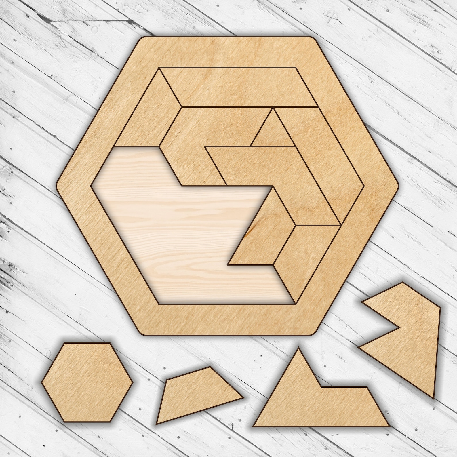 Wooden Hexagon Educational Puzzle Toys Jigsaw Laser Cut Dxf - Etsy