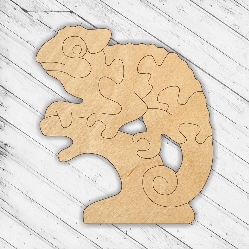 Wooden Chameleon Puzzle Jigsaw Glowforge Svg Laser Cut Dxf - Etsy