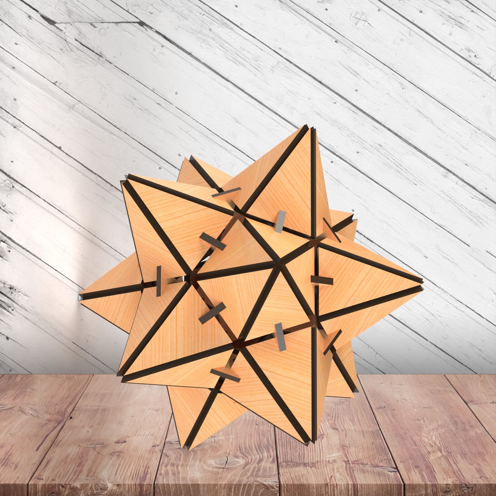 Wooden Stellated Dodecahedron Puzzle 3D Toy Glowforge Svg Laser Cut Dxf ...