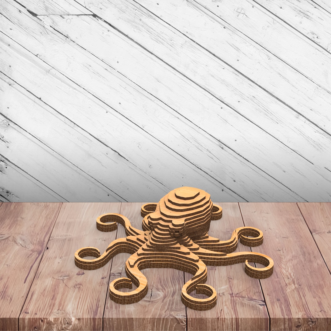 Wooden Octopus Puzzle 3D Toy Glowforge Svg Laser Cut Dxf Xtool D1 CNC ...