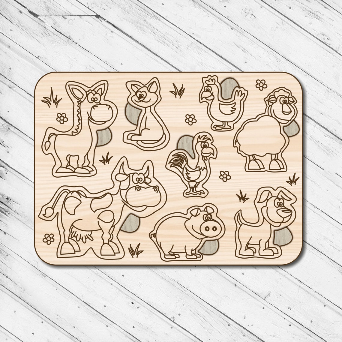 Wooden Animals Educational Toy Jigsaw Laser Cut Dxf Glowforge - Etsy