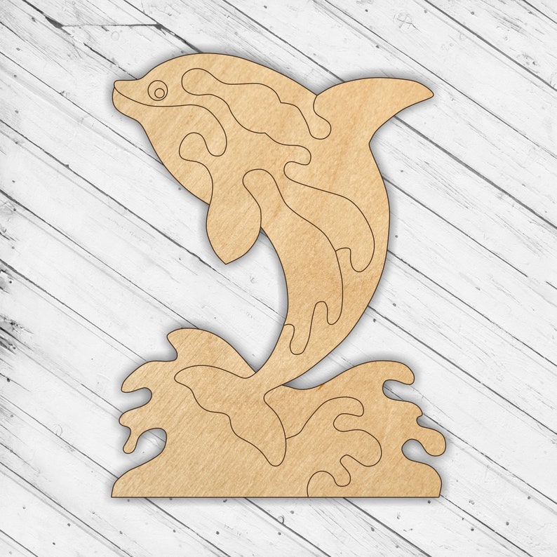 Wooden Dolphin Puzzle Jigsaw Glowforge Svg Laser Cut Dxf Xtool - Etsy