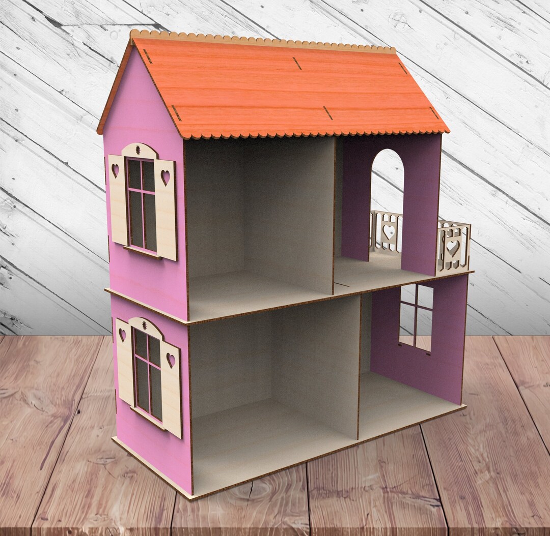 Wooden Doll House Puzzle 3D Toy Glowforge Svg Laser Cut Dxf Xtool D1 ...