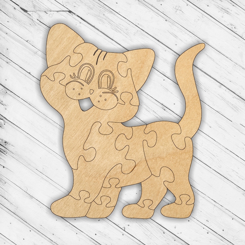 Wooden Cat Puzzle Jigsaw Glowforge Svg Laser Cut Dxf Xtool D1 - Etsy