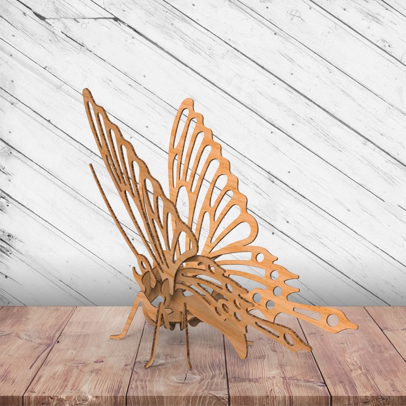 Wooden Butterfly Puzzle 3D Toy Glowforge Svg Laser Cut Dxf Xtool D1 CNC ...